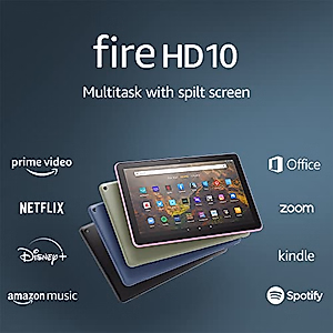 Amazon Fire HD 10 tablet, 10.1", 1080p Full HD, 32 GB, latest model (2021 release), Olive