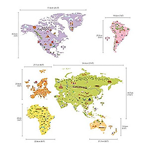 DECOWALL DAT-1306N Colourful World Map Kids Wall Stickers Wall Decals Peel and Stick Removable Wall Stickers for Kids Nursery Bedroom Living Room (Large) d?cor