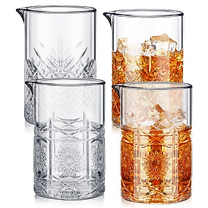 Inbagi 4 Pcs Cocktail Mixing Glass 23.67 oz Martini Cocktail Stirring Glass Thick Bottom Crystal Glasses Stable Mixing Cups for Drinks Bartender Home Bar Accessories Tools