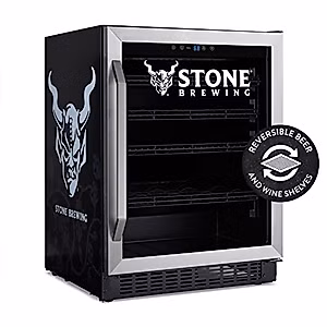 NewAir Stone Brewing 180 Can FlipShelf Beverage and Beer Refrigerator, 24” Built-In or Freestanding Wine Cooler with Reversible Shelves, Perfect for Bar, Gamer Room, or Office