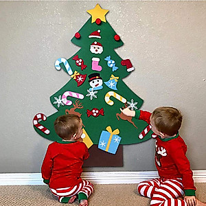 YEAHBEER Felt Christmas Tree for Kids,3.2FT DIY Christmas Tree with 30 Detachable Christmas Ornaments,Xmas Gifts, New Year Door Wall Hanging Decorations