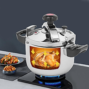 7L/6.35 Qt Pressure Pot, Pressure Cooker, 201 Stainless Steel Pressure Pot, Suitable for Open Fire, Induction Stove, Electric Stove, and Gas Stove