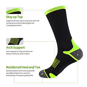 JOYNÉE Mens Athletic Crew Socks for Men Cushion Casual Running Sports Workout Sock 6 Pack,Black2,Sock Size 10-13