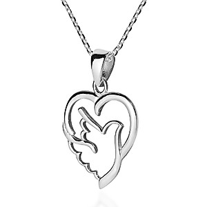 AeraVida Holy Spirit Dove of Love and Peace .925 Sterling Silver Pendant Necklace | Bird Necklace Women Jewelry | Gift for HER