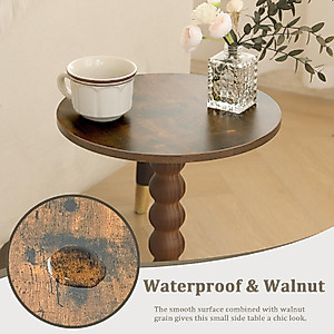 Fultyle Round Side Table, Small Drink Table for Small Spaces, Modern Accent Nightstand with Solid Wood Leg for Living Room, Bedroom, Corners, and Office (Rustic Brown)