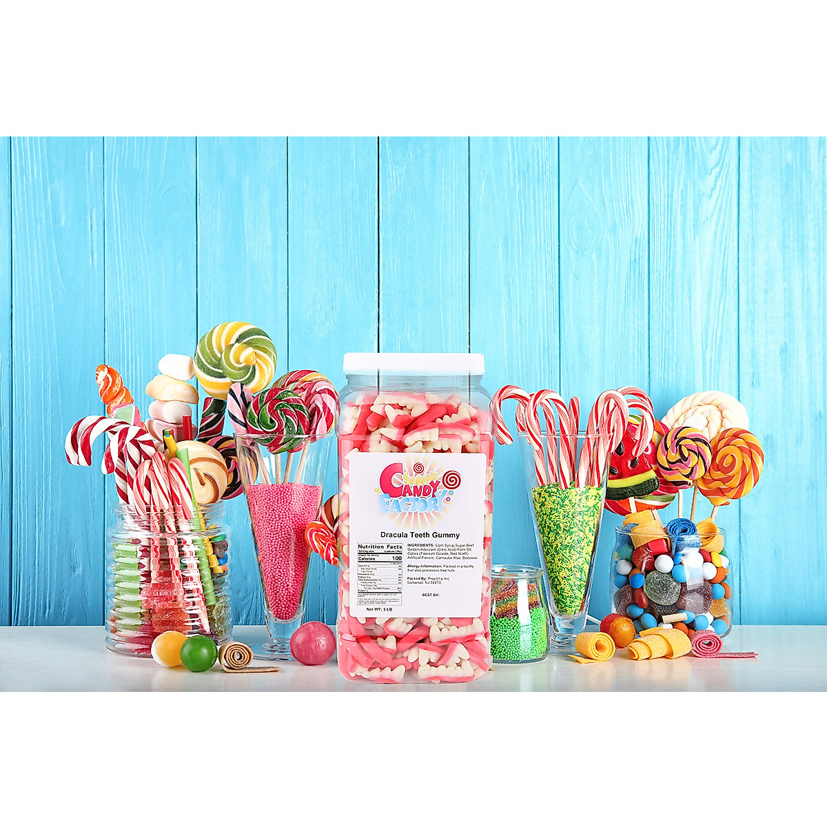 Sarah's Candy Factory Dracula Teeth Gummy Candy in Jar, 5 Lbs