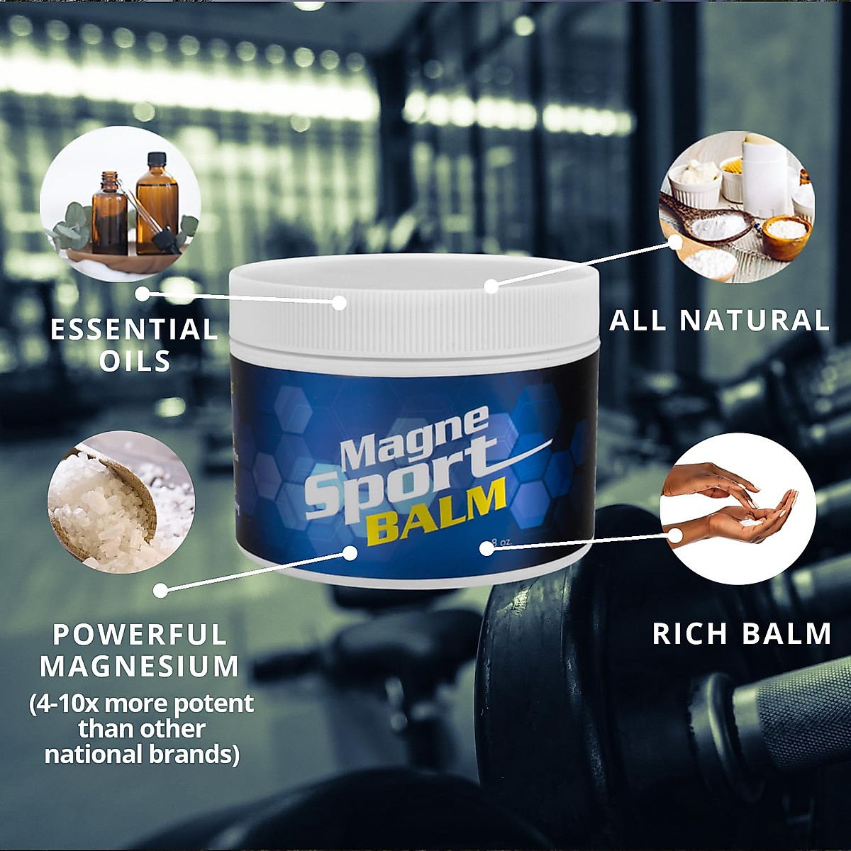 MagneSport Topical Magnesium Balm for Athletic Recovery - 4oz Jar