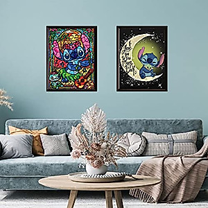 hkejoi Stitch Diamond Painting Kits for Adults,Stitch Diamond Art Kits,DIY 5D Stitch Gem Art Kits for Adults & Kids,Home Wall Decor and Gifts 12x16in