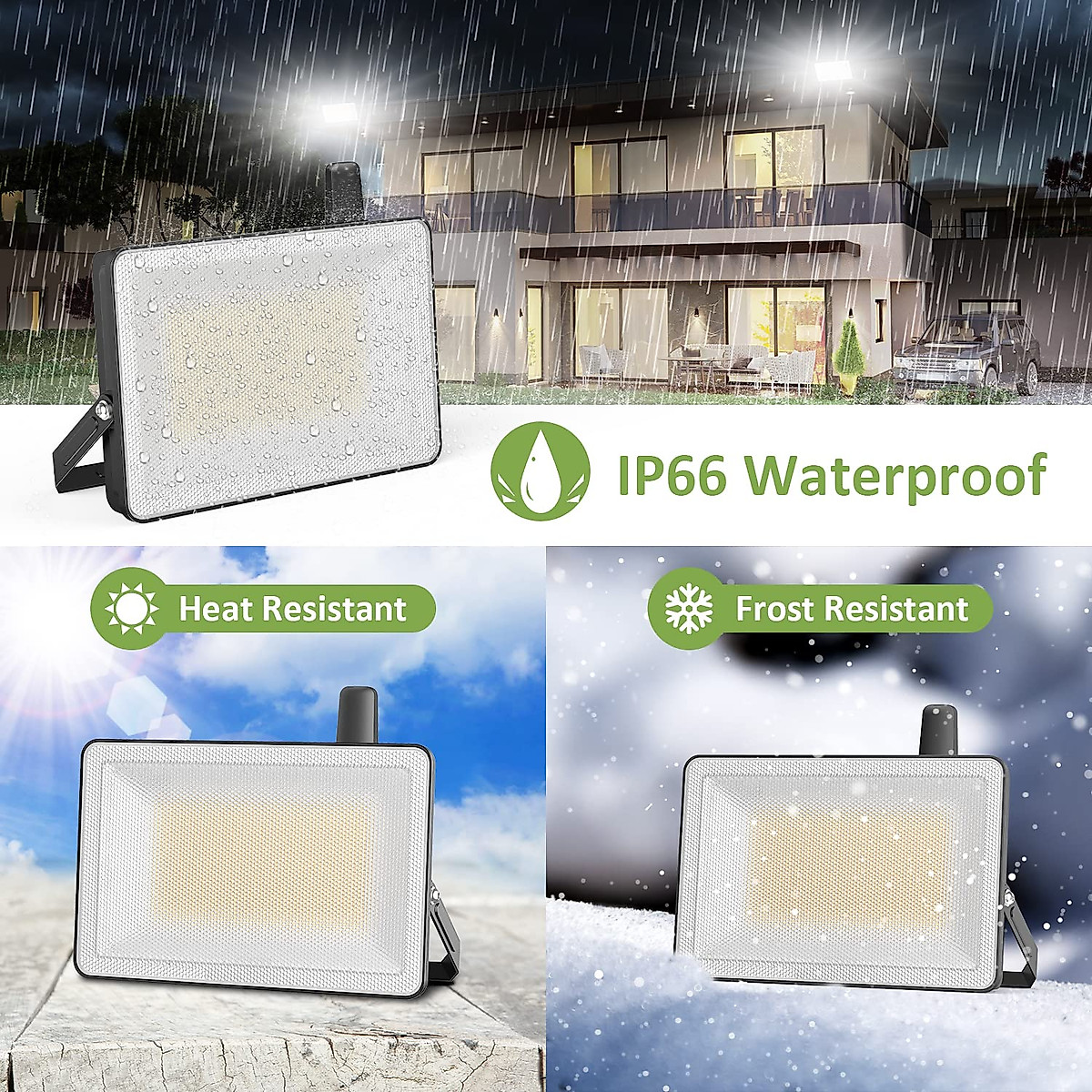 NOVOSTELLA 2 Pack 100W Smart LED Flood Light, Total 18000LM Super Bright Flood Light Outdoor IP66 Waterproof, Tunable White 2700K-6500K Outside Alexa Floodlight for Yard Stadium Garage Porch Lawn