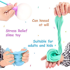 Butter Slime Kit 19 Pack, with 2 Pack Stress Relief Balls, Scented Fruit Mini Slime for Kids Party Favor, Unicorn Crunchy Slime Toys for Girls Boys, Super Soft and Non-Sticky