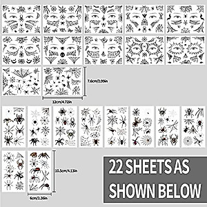 TATUWST Halloween Spider Face Temporary Tattoos -22 Sheets Shoulder Back Body Art Spider Sticker for Witch Halloween Costume Cosplay Theme Party Women Girls Favors Theme Party Favors Supplies