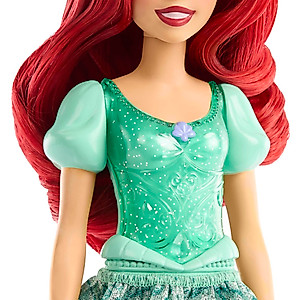 Mattel Disney Princess Toys, Ariel Fashion Doll, Sparkling Look with Red Hair, Blue Eyes & Tiara Accessory, Inspired by The Little Mermaid Movie