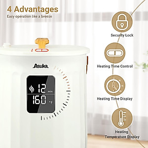 Asuka Bucket Towel Warmers, Luxury Hot Towel Warmer with LED Display for Bathroom, Adjustable Timer & Auto Shut Off, Fits Up to Two 40"X70" Oversized Towels, Bathrobes, Blankets, PJ's and More