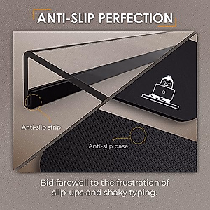 Deskello ErgoCombo - Comfortable Keyboard Stand and Wrist Rest - Ergonomic Computer Keyboard Riser with Wrist Pad - Fits All Keyboard Sizes - 16.9” Wide (Matte Black)