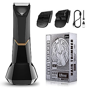 Ufree Body Hair Trimmer for Men, Ceramic Blade Pubic Hair Trimmer Electric Razor Clippers for Men Grooming Kit, Waterproof Shaver for Men Groin Hair Ball Trimmer, Gifts for Men, Wet/Dry & LED Light