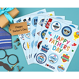 Joy Bang 296 Pcs Fathers Day Stickers for Kids, Best Dad Stickers Crafts, Feliz Dia de las Padres Stickers, Fathers Birthday Party Supplies Favors