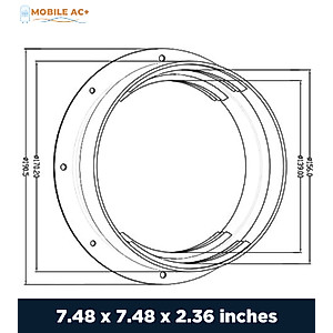 Mobile AC+ Dual Size Wall Mount Connector for Portable AC Vent, 6 and 6.5 Inches Hose Compatible, White, Cover Plug Included, Omni-Directional