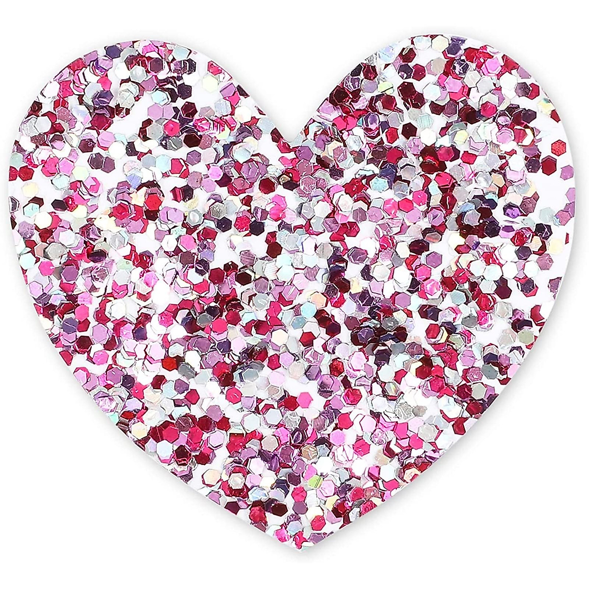 200-Pack 1.5-Inch Holographic Glitter Heart Stickers, Adhesive Sparkle Decals, Envelope Seal Stickers for Wedding, Birthday, and Graduation Invitations, Crafting Supplies (Hot Pink)