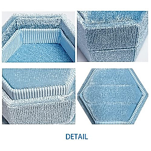 Velvet Ring Box, Hexagon Ring Holder, Double Slots Rings Bearer Jewelry Boxs 2 slot for Proposal,Engagement,Wedding(Light Blue)