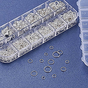 Pandahall 4-10mm Brass Open Jump Rings Connectors Silver Plated Unsoldered Nickel Free for Craft Earring Necklace Bracelet Jewelry Making (50g/Box)