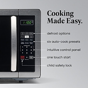 Farberware Countertop Microwave 1.1 Cu. Ft. 1000-Watt Compact Microwave Oven with LED lighting, Child lock, and Easy Clean Interior, Stainless Steel Interior & Exterior