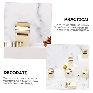 Gogogmee 2pcs Mini House Mailbox Decor Wood Beige Mini Mailbox Decor Tiny Mailbox Decor Mini House Furniture Model