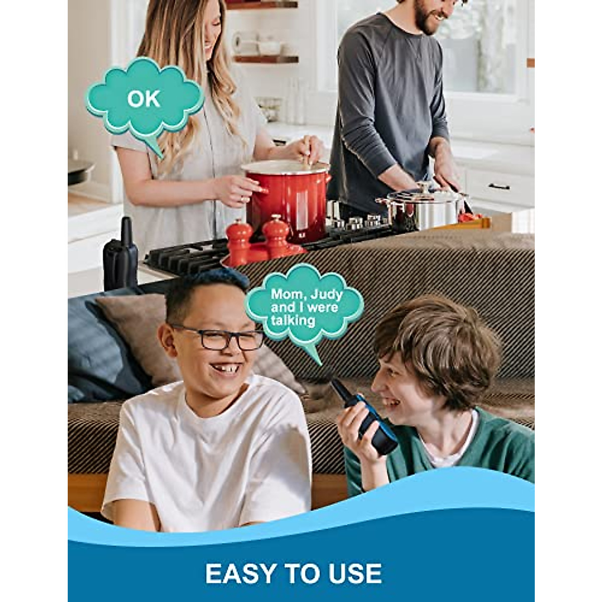 4Pcs Walkie Talkies for Kids Toys: Outdoor Toys for 3 4 5 6 7 8 9 10 11 12 Year Old Boys Girls Walkie Talkie Birthday Gifts - Long Range Camping Backyard Wakie-Talkies Party Favors Walky Talky