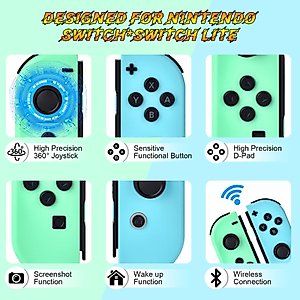 iPuella Replacement for Switch Controllers, Joypad Fit for Nintendo Switch Controller, L/R Joypad for Switch Nintendo with Screenshot/Wake-up Function/Two Motors/Montion Control/NO NFC