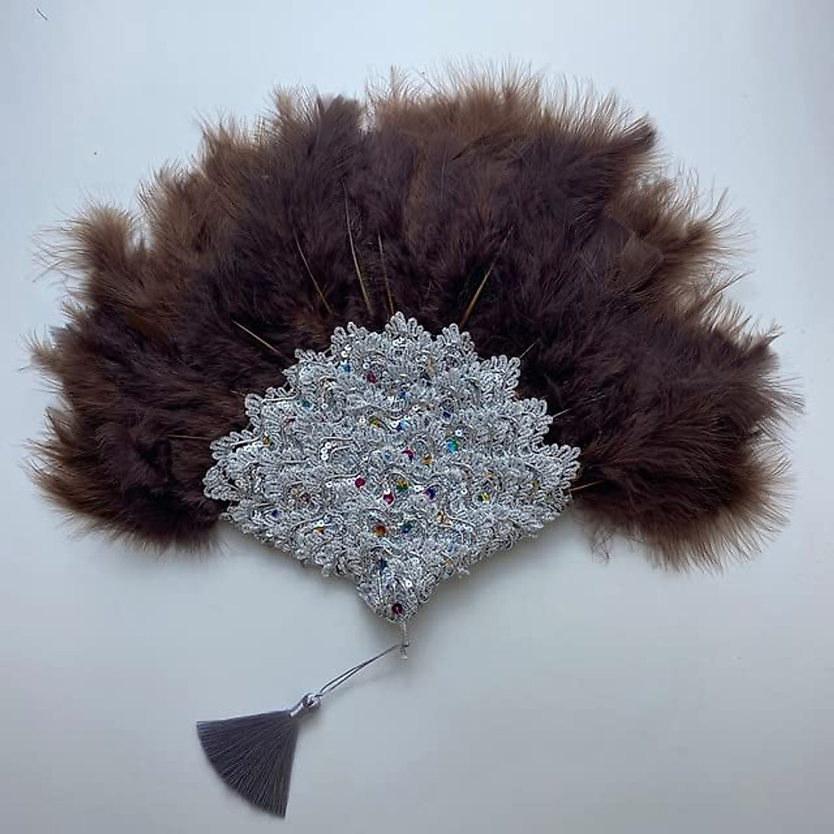 Msbfea Big Size Design African Orange Feather Fan Ladies Wedding Feather Fan for Bride Double Side Feather Nigerian Flower - 35cmx45cm Color 941