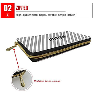 FUIBENG Black Star And Moon Print Women Leather Wallet Long Money Purse Portable Coin Purse With Zipper Cash Card Holder Case Girl Handbag