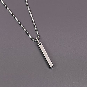 COAI Box Chain Simple Tungsten Steel Bar Pendant Necklace for Men 20"