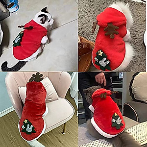 ANIAC Dog Christmas Clothes Xmas Puppy Hoodies with Elk Antler Funny Pet Reindeer Costume Coat Holiday Winter Pet Clothing Xmas Outfit for Cats Small Medium Dogs (A, X-Small)