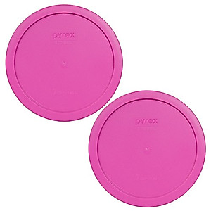 Pyrex 7402-PC Pink Round 6/7 Cup Plastic Storage Lid, Made in USA - 2 Pack
