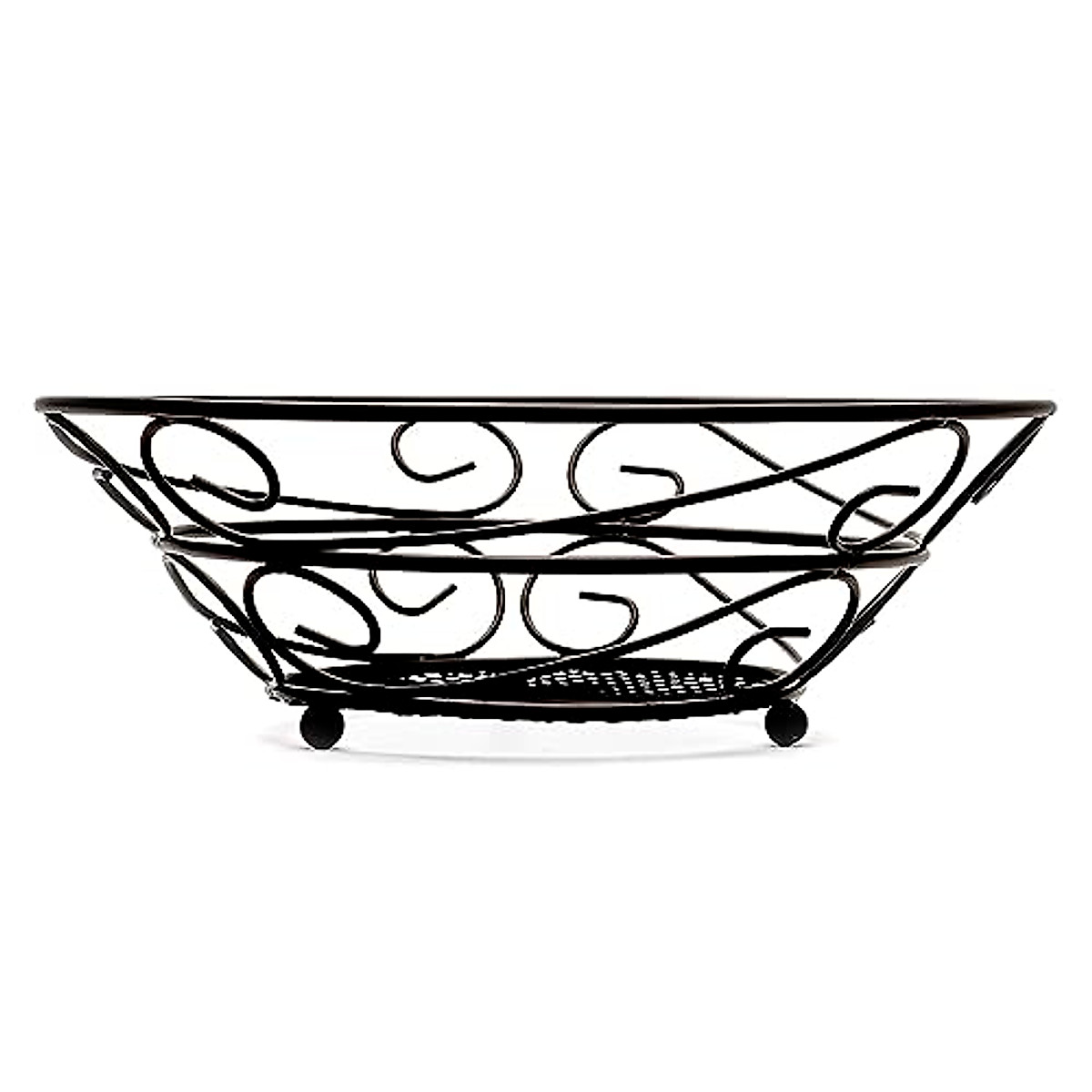 Home Basics Scroll Collection Bronze Coated Steel Fruit Basket, Storage for Fruits and Vegetables, Kitchen Table, Countertop, Bronze