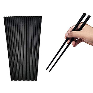 10 Pairs Chopsticks,9.5 Inch No Slip Fiberglass Chopsticks Resuable Dishwasher Safe，Use for Caterers, Restaurants, Buffets, Cafeterias, Diners, Cafes(Black)
