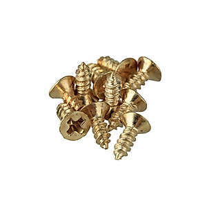 RDEXP Yellow Iron Hardware Flat Head Wood Screw Self Tapping Screws (2 x 6mm)