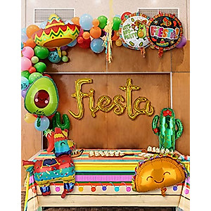 Fiesta Sombrero Balloon Mexican Cinco De Mayo Theme Foil Mylar Balloons Birthday Baby Shower Taco Night Party Decor Supplies 2 Pcs