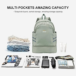 Gym Backpack for Women with Shoes Compartment & Wet Pocket, Large Travel Backpack Waterproof, Sports Backpack Gym Bag,Green