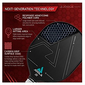 JOOLA Radius Pro Pickleball Paddle with Textured Carbon Grip Surface - Creates More Spin and Maximum Control - Largest Sweetspot - 16mm Pickleball Racket with Response Polypropylene Honeycomb Core