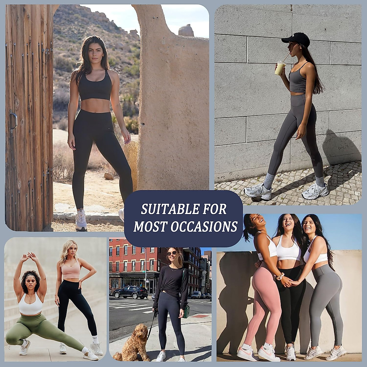 we fleece 7 Pack Leggings for Women Non See Through-Workout High Waisted Tummy Control Tights Yoga Pants