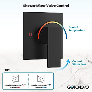 gotonovo Rain Shower System Matte Black 10 Inch Shower Head Bathroom Luxury Mixer Shower Complete Combo Set Singe Handle Wall Mounted