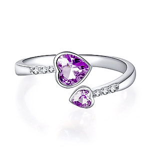 LANE WOODS June Birthstone Ring Dainty Adjustable Minimalist Rings for Women Best Friend (Light Purple)