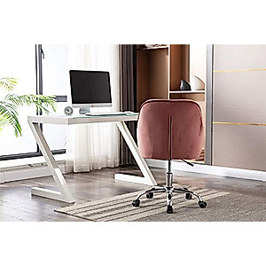 Recaceik Velvet Home Office Chair, Modern Design Velvet Desk Chair with 360 Degree Castor Wheels for Living Room/Bedroom/Office (Pink)