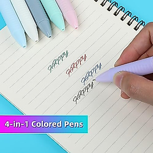 6 Pcs Multicolor Ballpoint Pens 0.5 mm 4-in-1 Colored Pens Color Changing Pen Retractable Nursing Pens Fine Point Ballpoint Pens for Office School Supplies