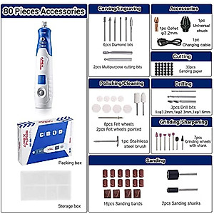 APEXFORGE M3 Pro 3.7V Cordless Rotary Tool, Keyless Chuck, 80 Pcs Accessories, USB-C Charging, 3-Speed, Portable, ideal for Light Duty Jobs, 3D Printed Trim, DIY Creation