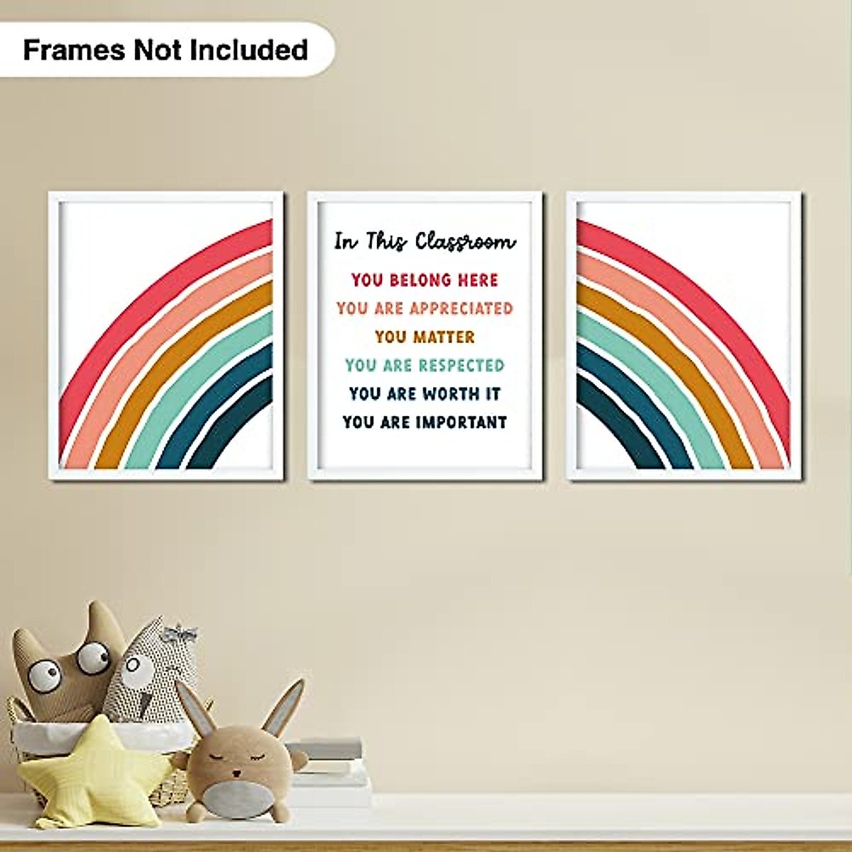 Inspirational Classroom Wall Art - 3-Piece Rainbow Set | Motivational Decor