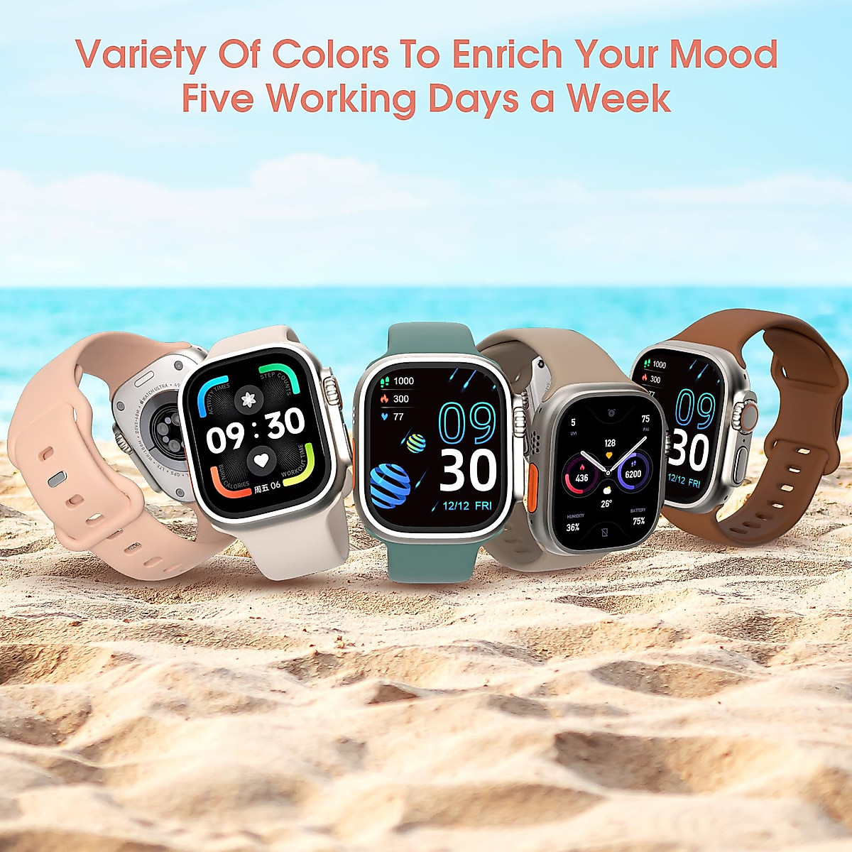 Ron json Silicone Sport Band Compatible with Apple Watch Band Ultra 2/Ultra SE Series 9/8/7/6/5/4/3/2/1 38mm 40mm 41mm 42mm 44mm 45mm 49mm Women Men