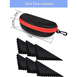 Frienda 6 Pack Sunglasses Glasses Case Portable Hard Sunglasses Case Travel Zipper Eyeglass Case Sunglasses Travel Case with Cloth and Hook, 6 Colors