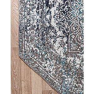 Rugs.com Arlington Collection Rug – 5 Ft Octagon Grey Medium-Pile Rug Perfect for Living Rooms, Kitchens, Entryways