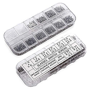 Sunglasses Eyeglasses Repair Kit, 1100PCS Tiny Stainless Steel Screws and 5 Pairs Nose Pads with Micro Screwdriver Tweezer for Watch Clock Spectacle Eyewear Repair